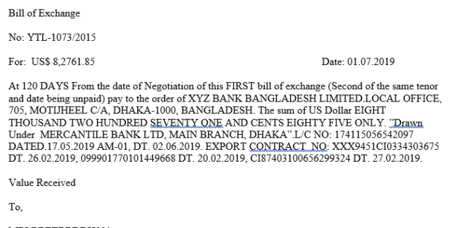 Bill of Exchange Format