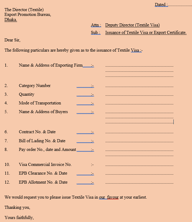 Textile Export Business Certificate Format | Auto Garment